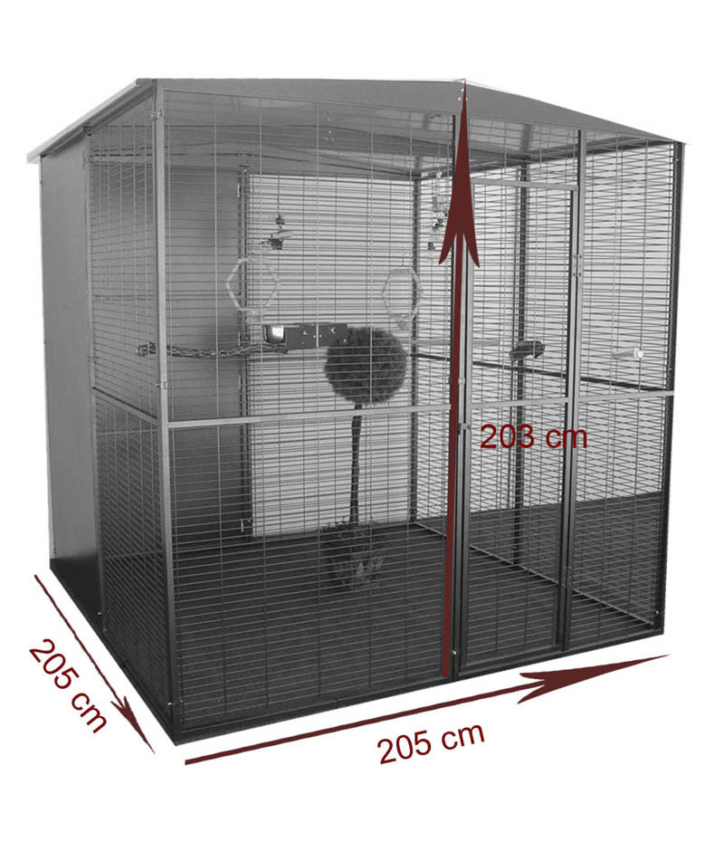 Garden aviary for parrots of 4sqm with two-slope roof IMOR